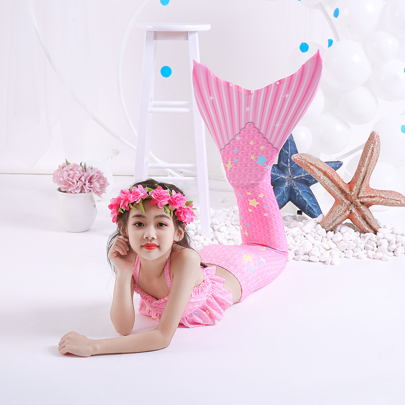 Girl Kids Mermaids Tails Swimming Dresses Fantasy Swimming Suits 3Pcs ...