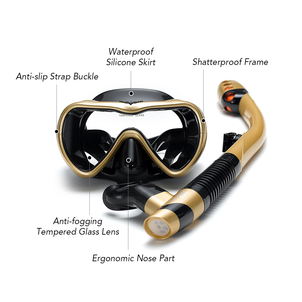 [Outdoor_Clubs] Leakproof Snorkel Set Anti-fog Swimming Snorkeling ...