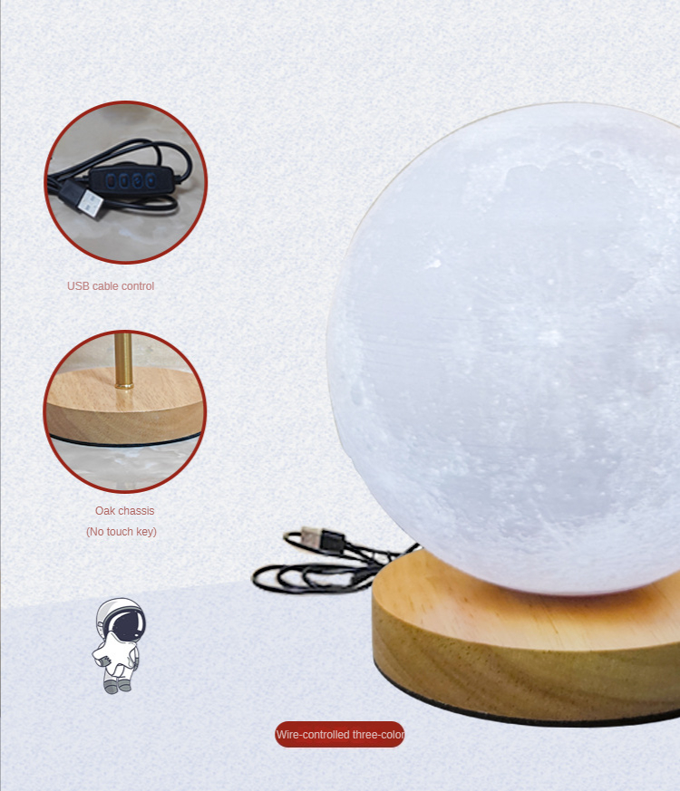 [Not levitation] 3D Moon Lamp, Rotating Sleep Moon Night Light USB Rechargeable Lamp Bedside ...