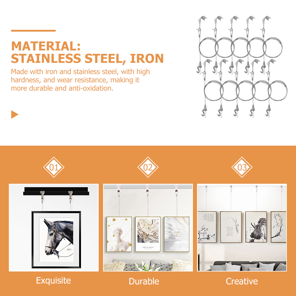 Wire Picture Hanger Kit 10 Sets Silver Tanso Hindi Kinakalawang na Asin ...
