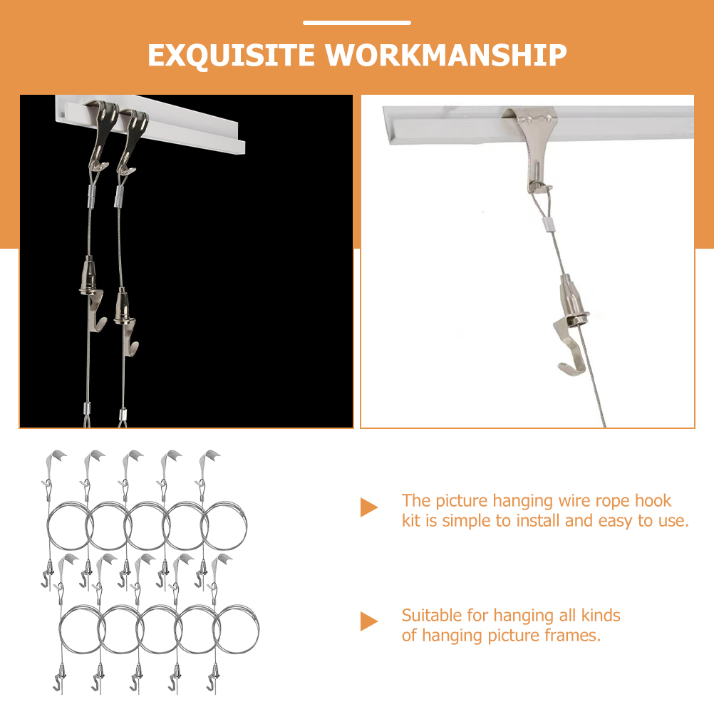 Wire Picture Hanger Kit 10 Sets Silver Tanso Hindi Kinakalawang na Asin ...