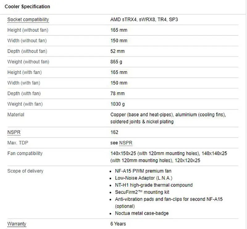Noctua NH-U14S TR4-SP3 CPU Radiator Six Heat Pipes Full Reflow Process ...