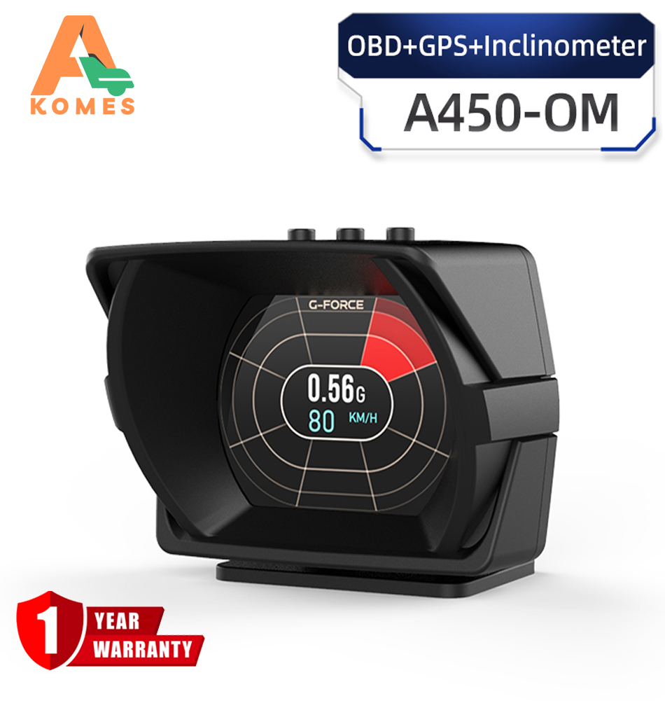 KOMES A450 GPS OBD2 Digital Speedometer & Off-Road Slope Meter with Scanner Alarm and HUD Gauge ...