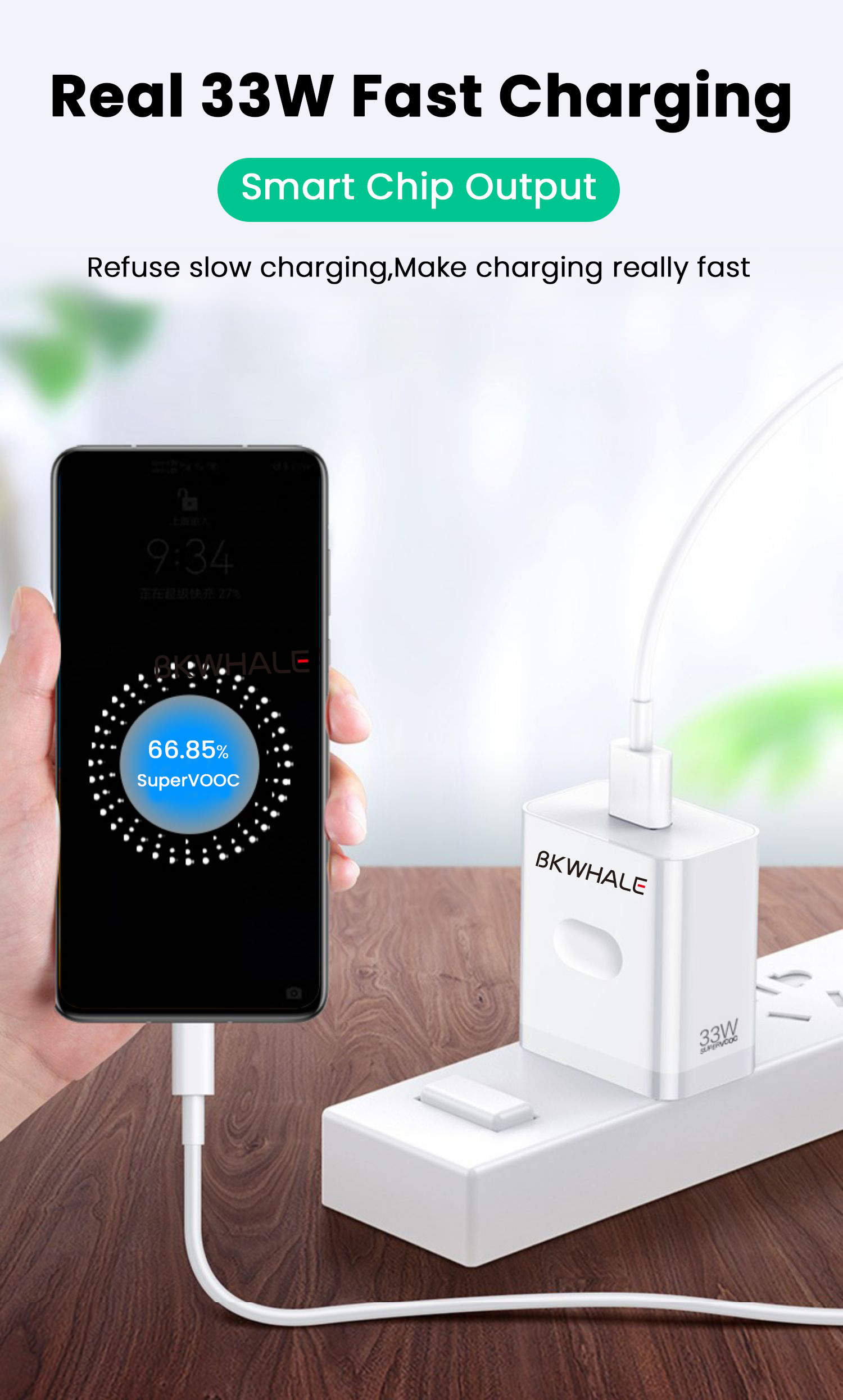 BKWHALE 30W / 33W / 67W / 80W Fast Charger Super VOOC Type-C Cord ...