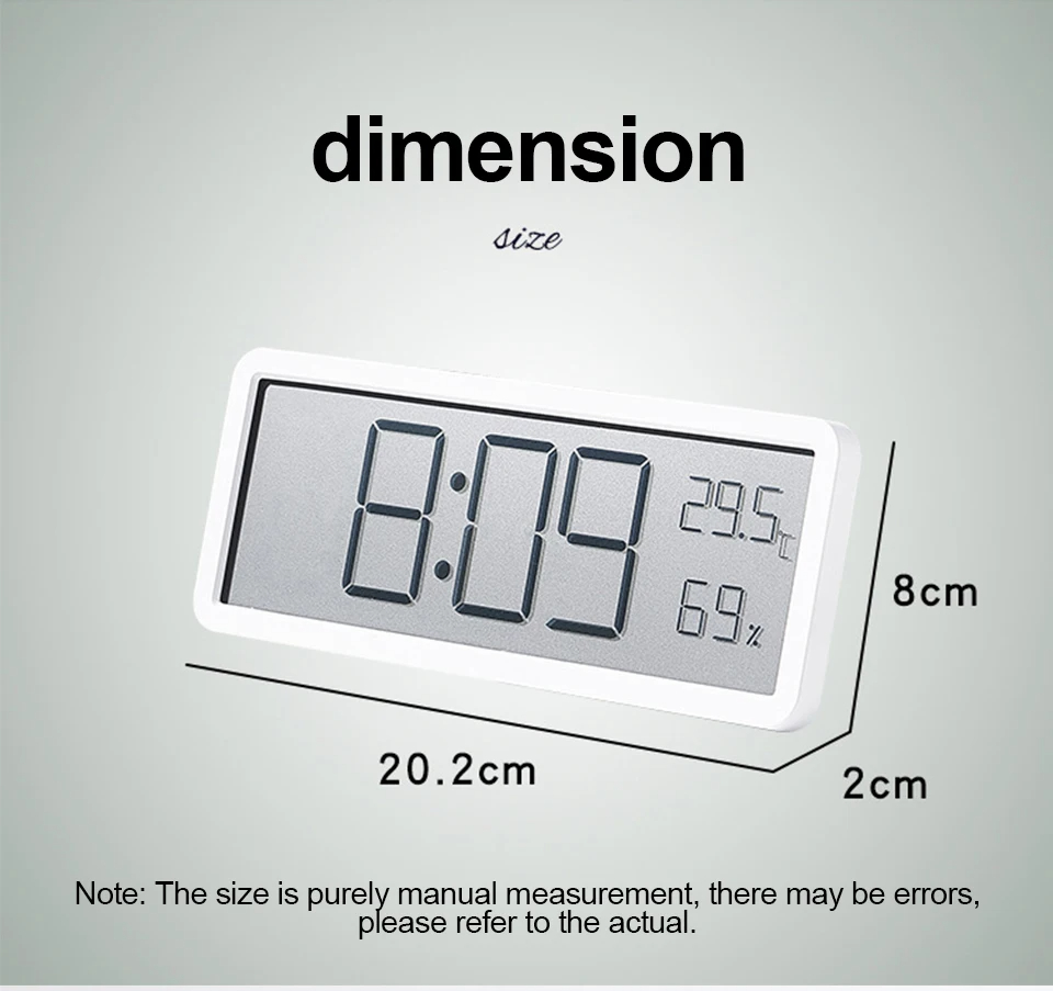 LCD Screen Digital LED Wall Clock Battery Powered Time Temperature ...