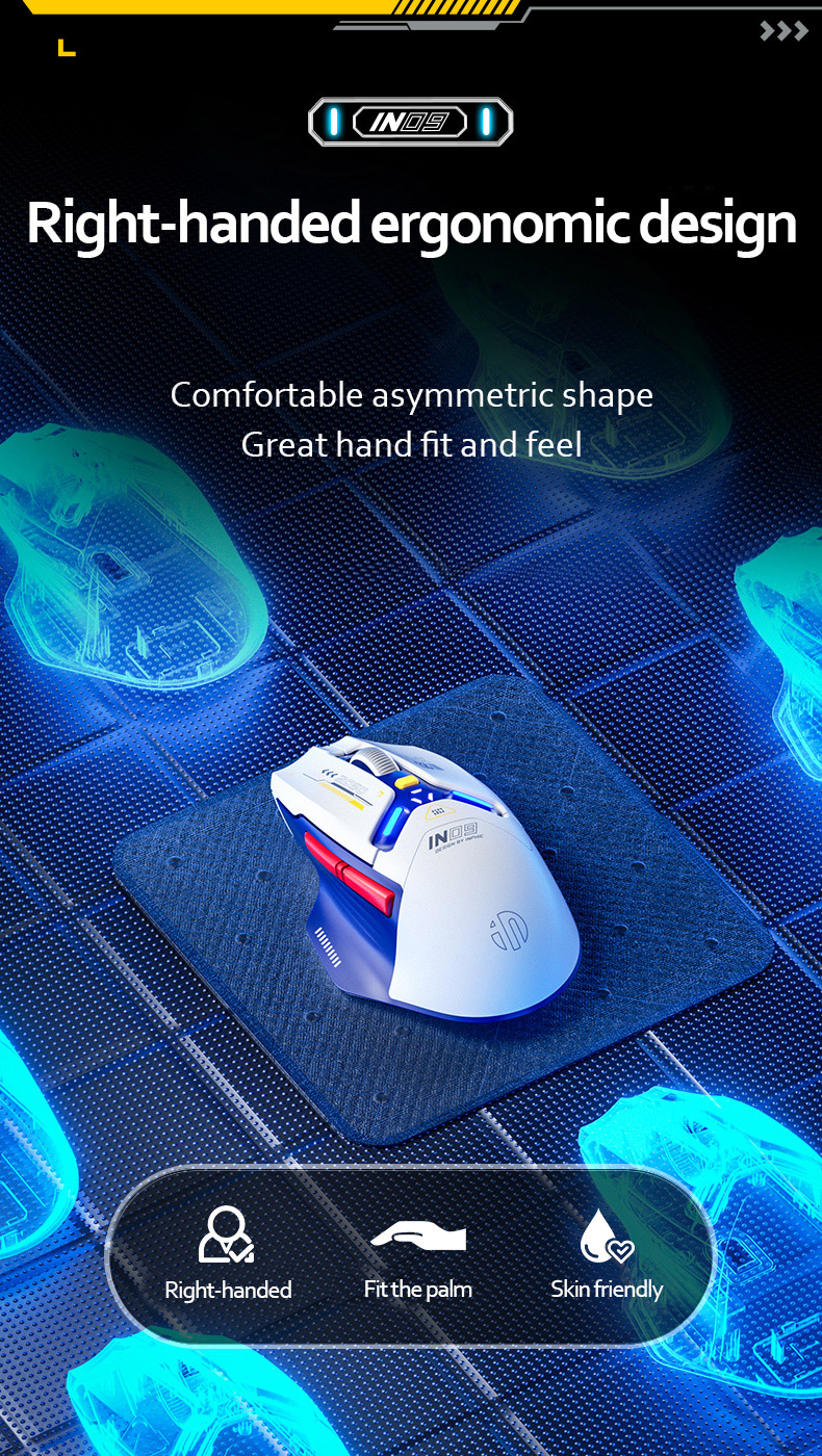 INPHIC IN9 Wired & Wireless Mouse Bluetooth Rechargeable RGB Lighting ...