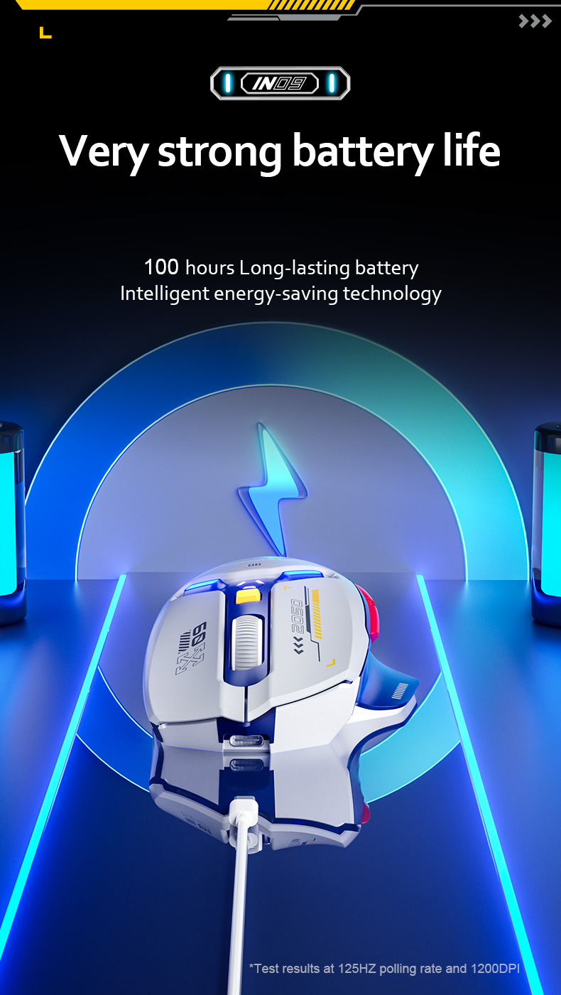 INPHIC IN9 Wired & Wireless Mouse Bluetooth Rechargeable RGB Lighting ...