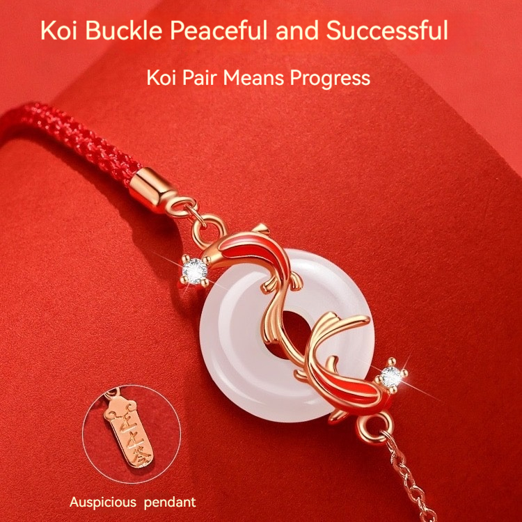 2025 Koi Wada Jade safety buckle bracelet Red beaded braided bracelet ...