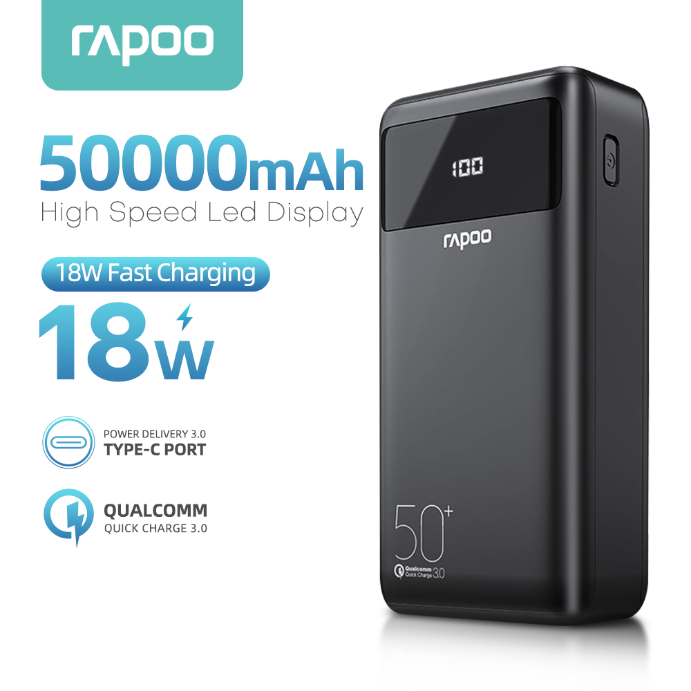 Rapoo S50 Pro 50000mah 18W Powerbank Fast Charging Digital Display LED ...