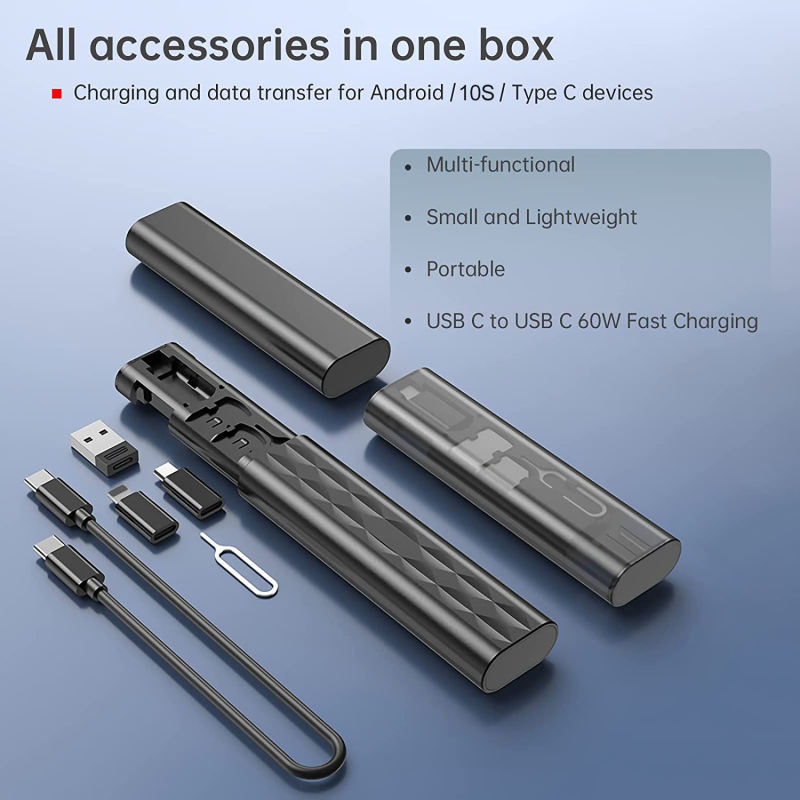 5 In 1 Fast Charging Cable Adapter 60W Fast Charger Cord Storage Box ...