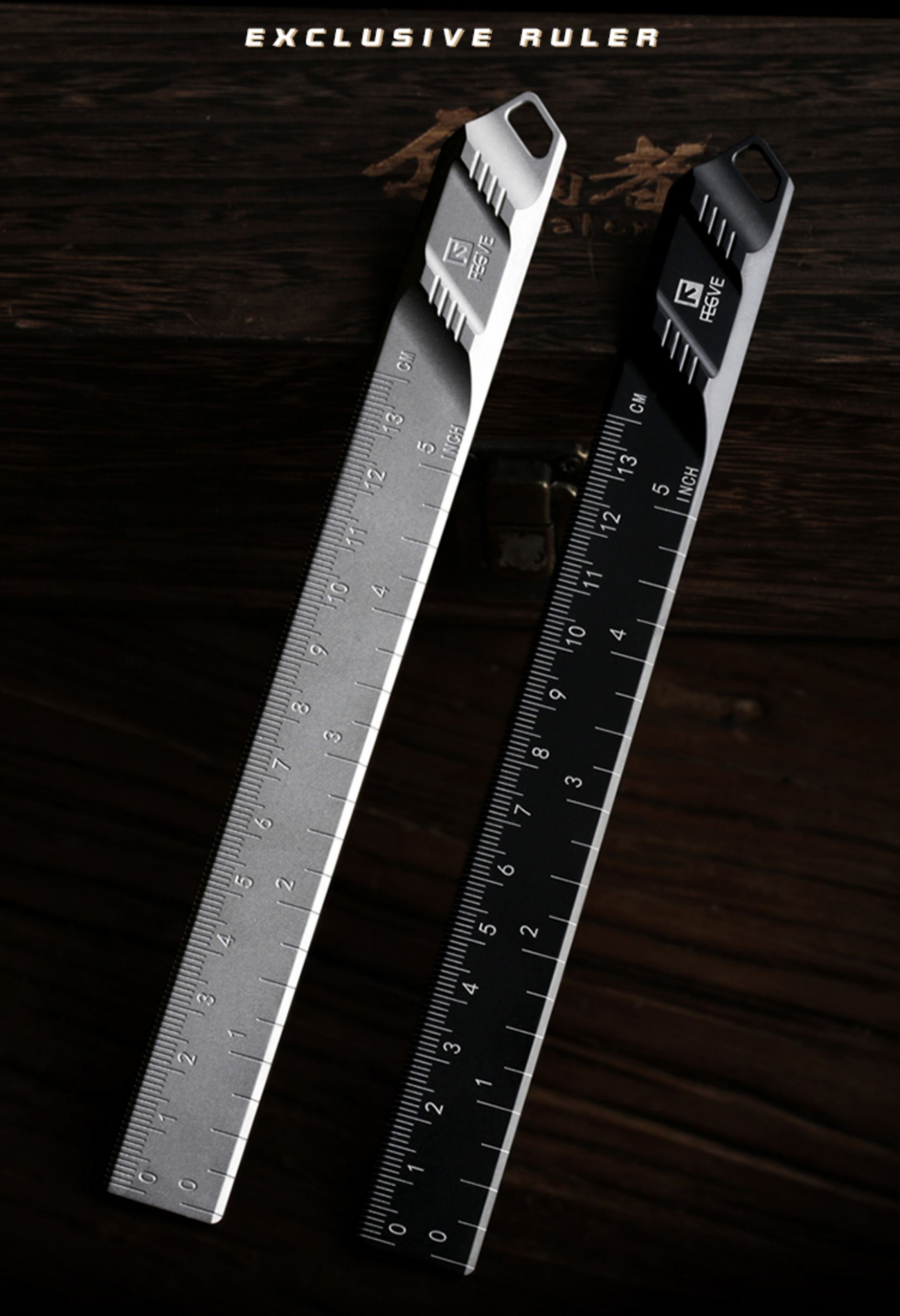CNEDC Black Titanium Alloy Ruler Graduated Scale High-end Tool Ruler ...