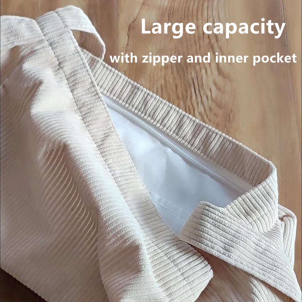 COD Large Capacity Tote Bag Women's New Fashion Corduroy Crossbody Bag Canvas Bag Student Casual ...