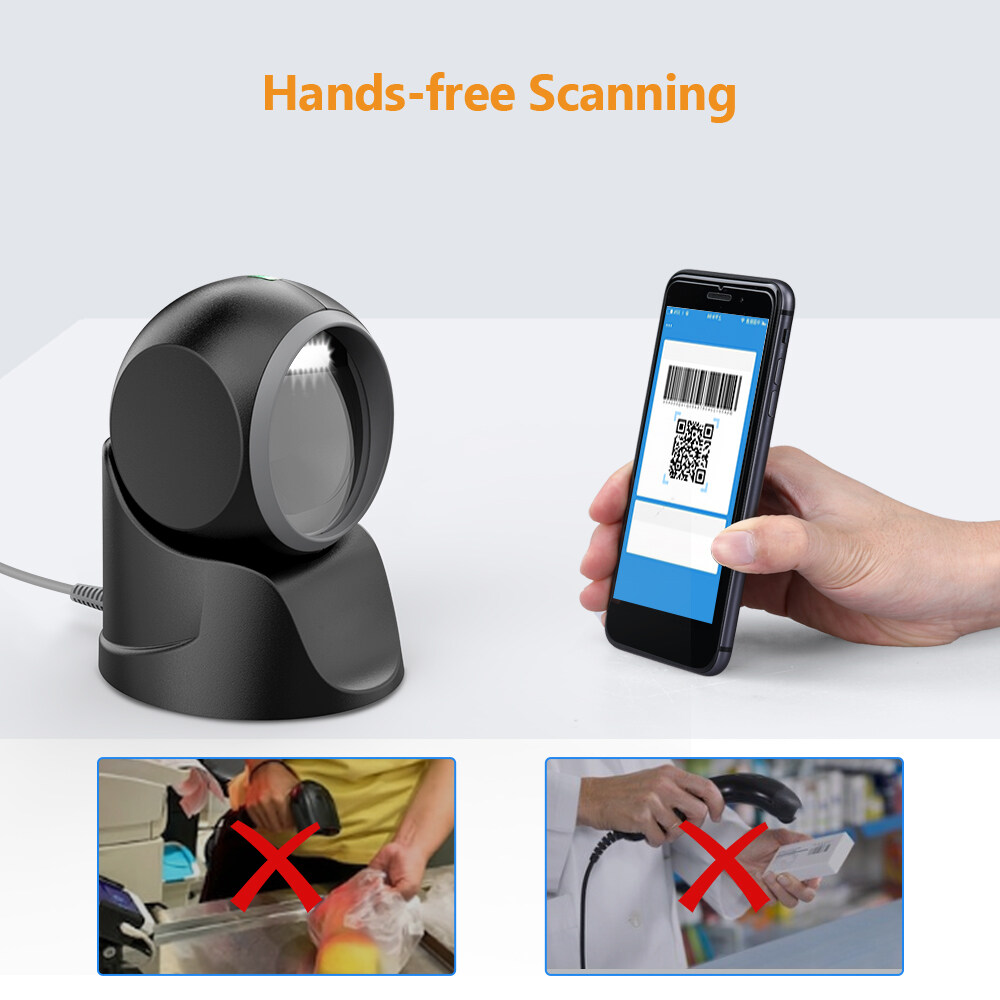 Eyoyo 2d Desktop Barcode Scanner 1d Code Automatic Sensing Scan Omnidirectional Handsfree Qr