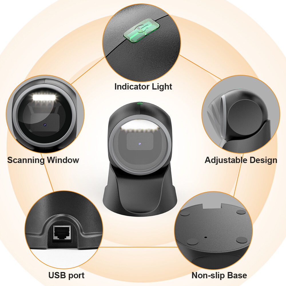 Eyoyo 2d Desktop Barcode Scanner 1d Code Automatic Sensing Scan Omnidirectional Handsfree Qr