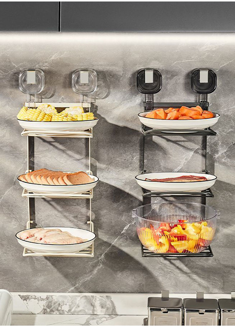 Suction Cup No Drilling Side Dish Rack Plate Rack Multi-layer Kitchen ...