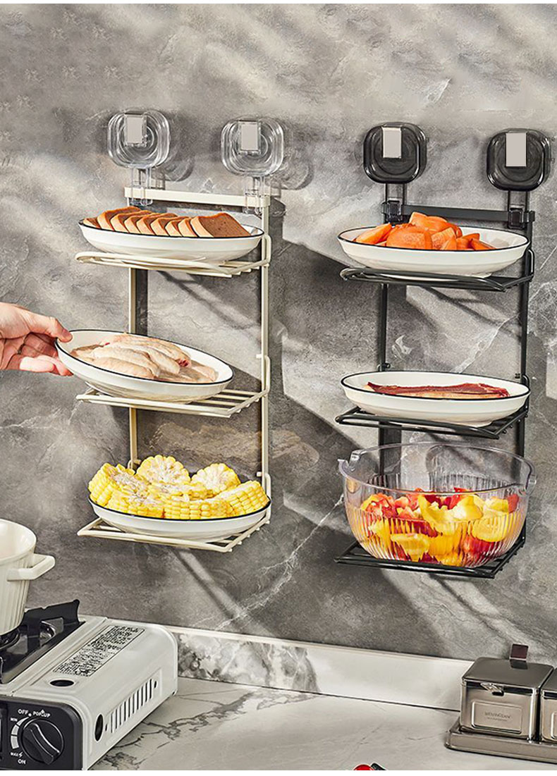 Suction Cup No Drilling Side Dish Rack Plate Rack Multi-layer Kitchen ...