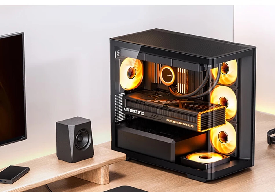 JONSBO D300 MATX Case Curved Tempering Glass Sea View Room Desktop PC ...