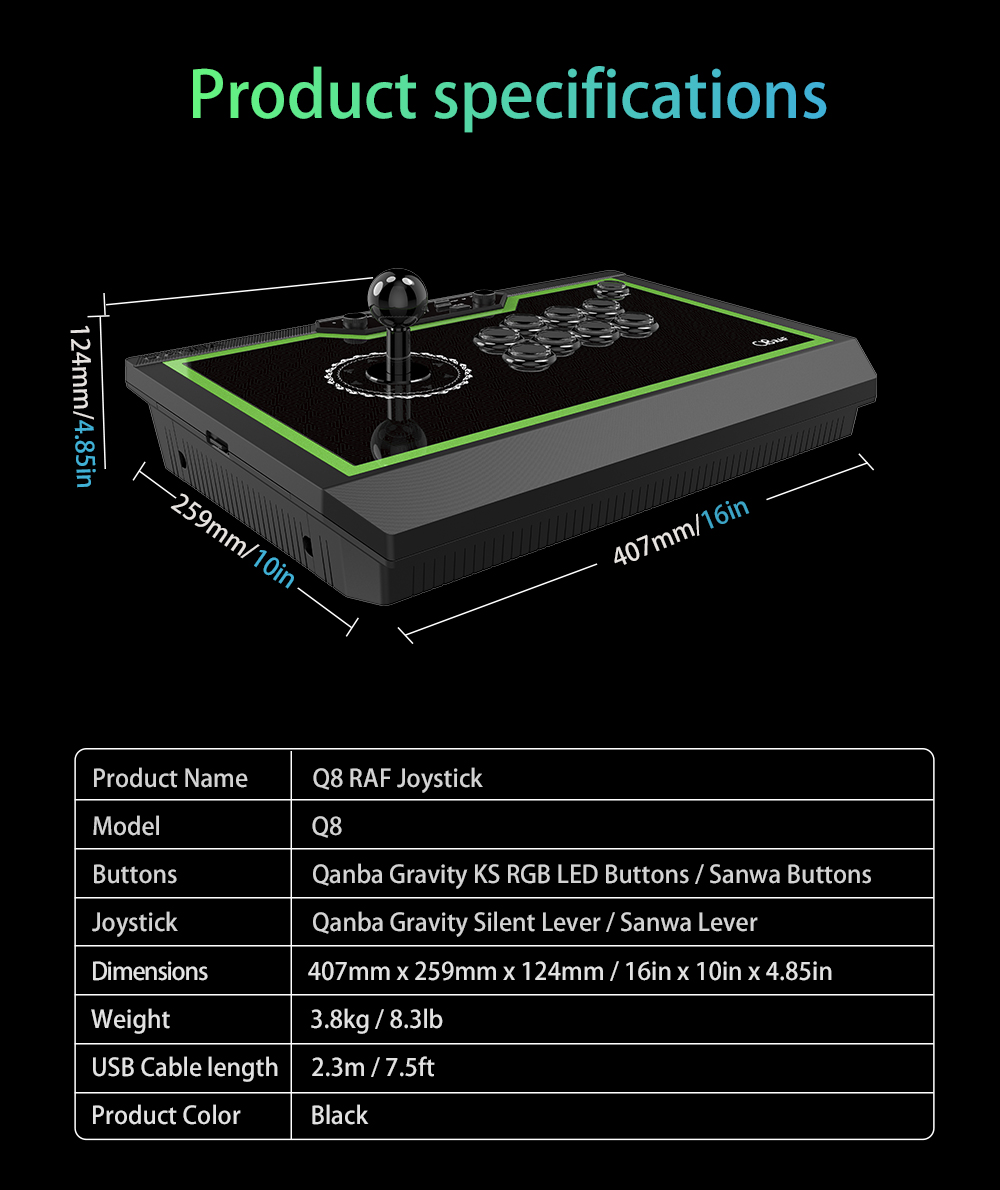 QANBA Q8 Silent Arcade Joystick For Android PC (Fighting Stick ...