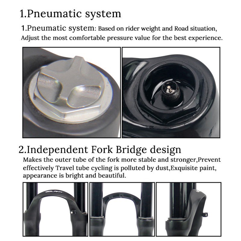 ECILY 26/27.5/29er MTB Suspension Air Fork Magnesium Alloy Double ...