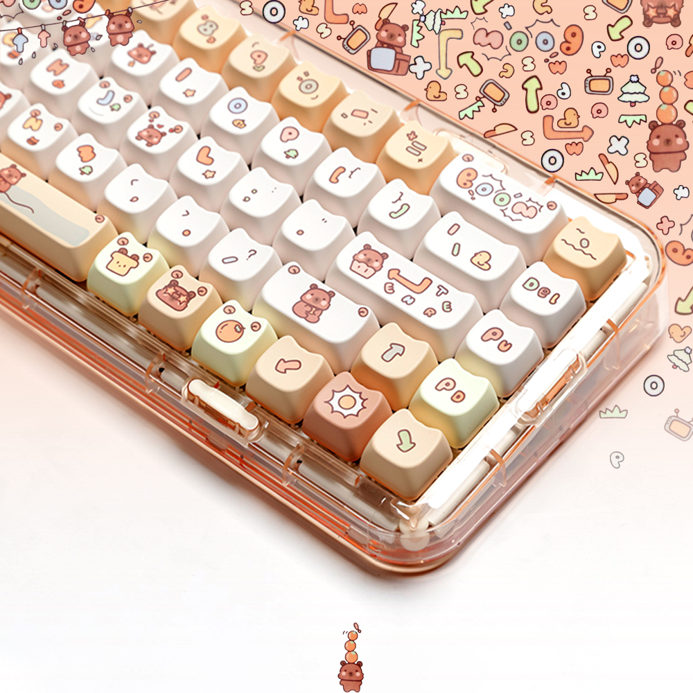 Cat Ear Shape Cheese Cat Keycaps 140Keys/Set MAO Profile PBT Compatible ...