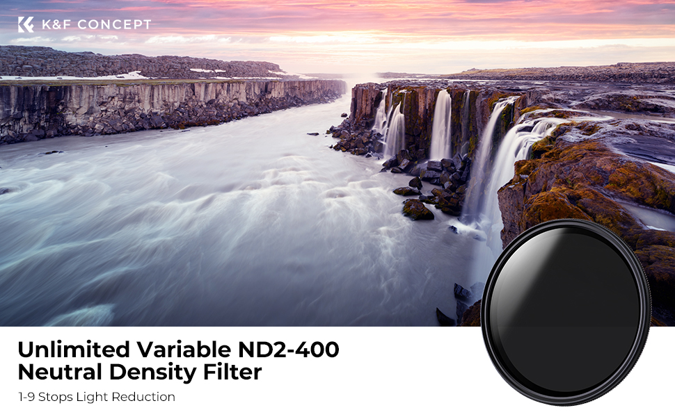 K&F Concept Variable ND2-ND400 ND Lens Filter (1-9 Stops) 37/40.5/43/46/49/52/55/58/62/67/72/77 ...