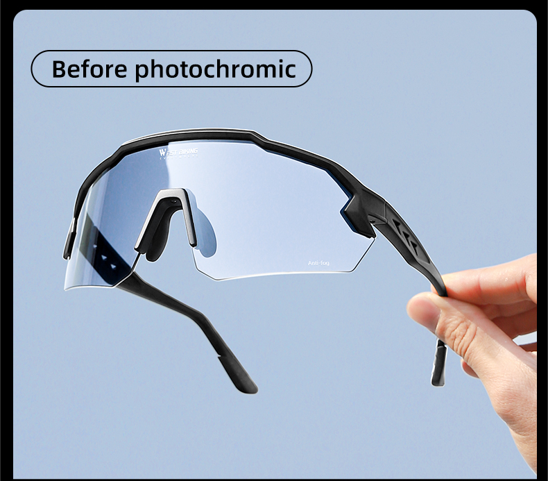 WEST BIKING Anti-Fog Photochromic Cycling Glasses Aesthetic Rimless ...