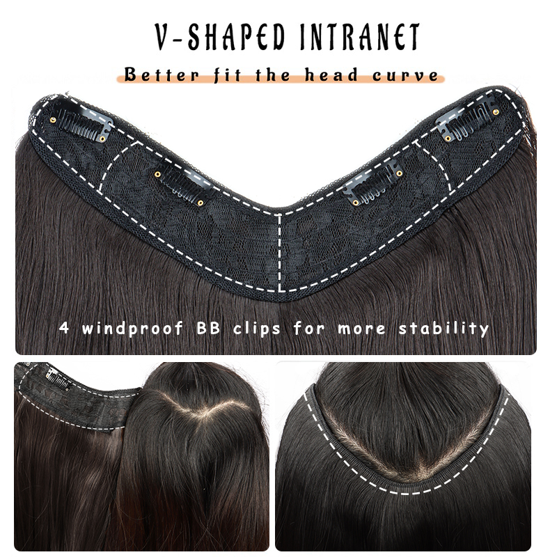 55cm Long V-Shaped Synthetic Hair Extensions - Thick Invisible Wig ...