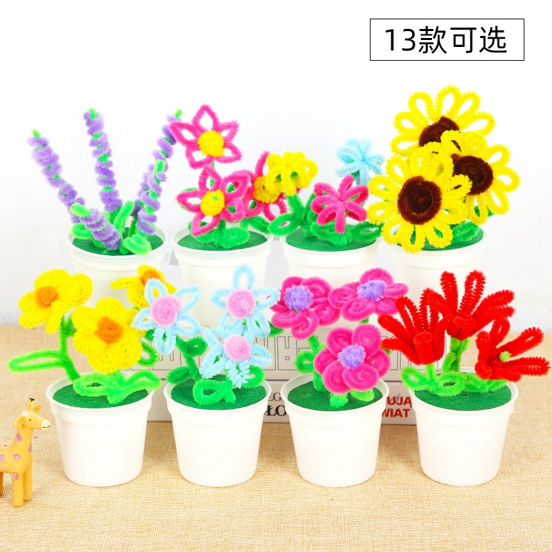 100Pcs Multicolour Fuzzy Wire Flower Chenille Stems Pipe Cleaner ...