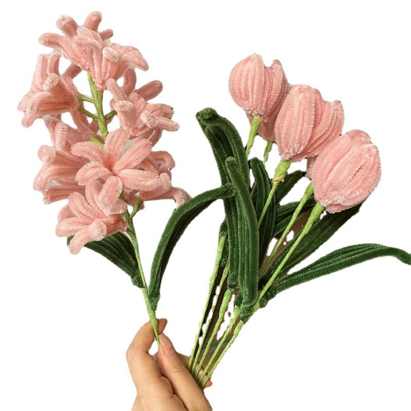100Pcs Multicolour Fuzzy Wire Flower Chenille Stems Pipe Cleaner ...