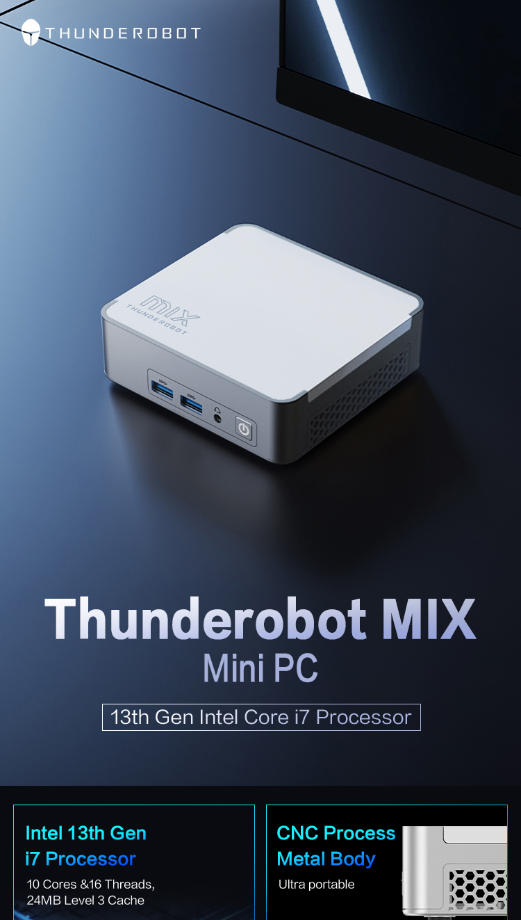 Thunderobot MIX Mini PC, i7-13620H 16G RAM 1T SSD WiFi-6E, 13th Gen i7 ...