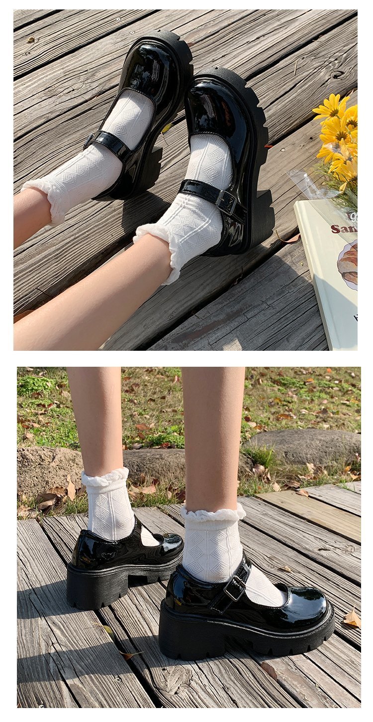 JS Classic Fashion Lolita/Japanese JK Black Thick bottom SHoes British ...