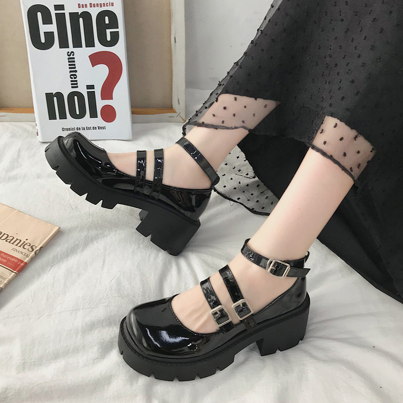 JS Classic Fashion Lolita/Japanese JK Black Thick bottom SHoes British ...