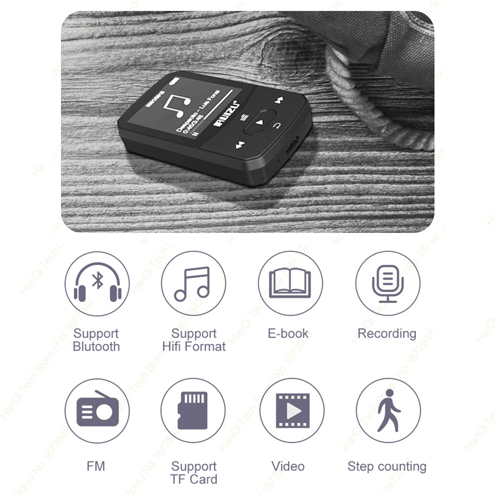 Uareliffe RUIZU X52 Clip MP3 Player Bluetooth5.0 Mini Music Player With ...