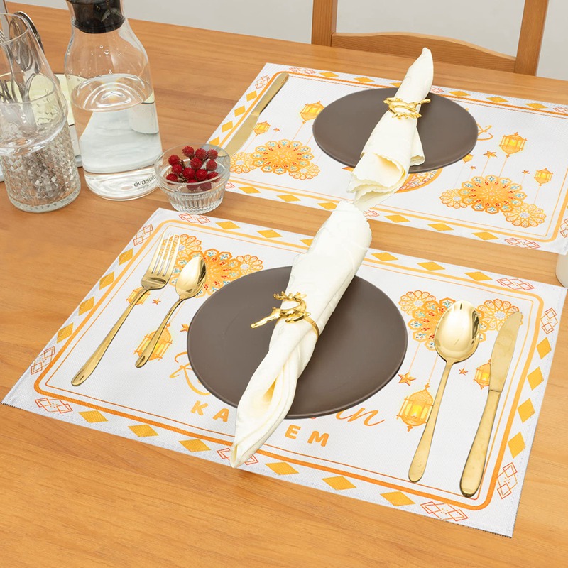 【Linen】4pcs Ramadan Kareem Meal mat Eid Placemat Sophistiplate Table ...
