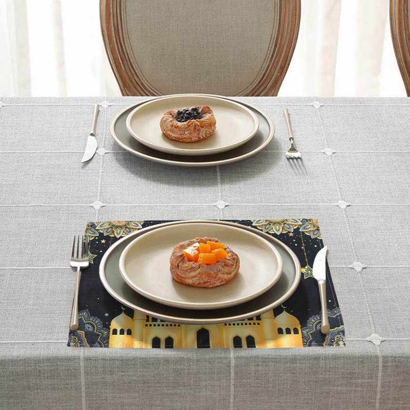 【Linen】4pcs Ramadan Kareem Meal mat Eid Placemat Sophistiplate Table ...