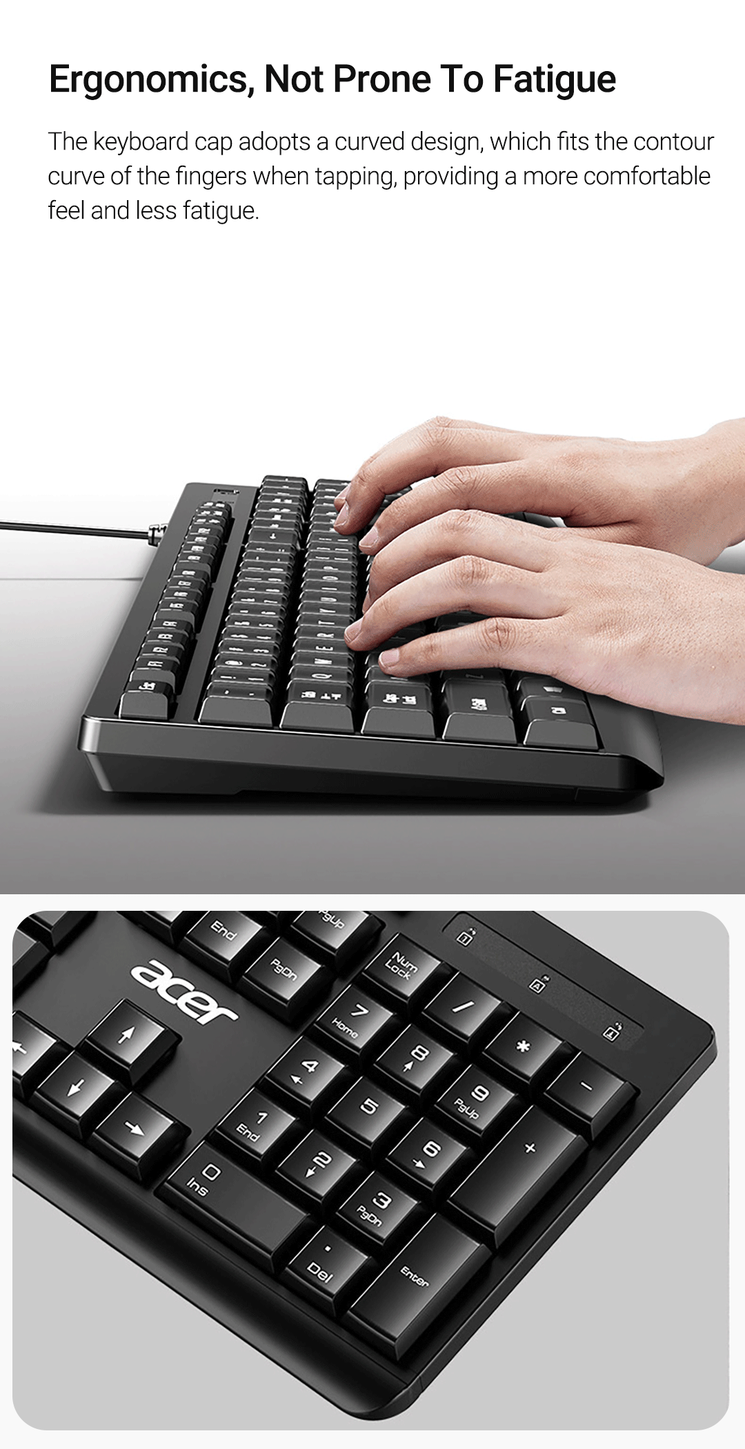 Acer Wired Keyboard Mouse Set OAK-040, 104 Keys, For Office Windows PC ...