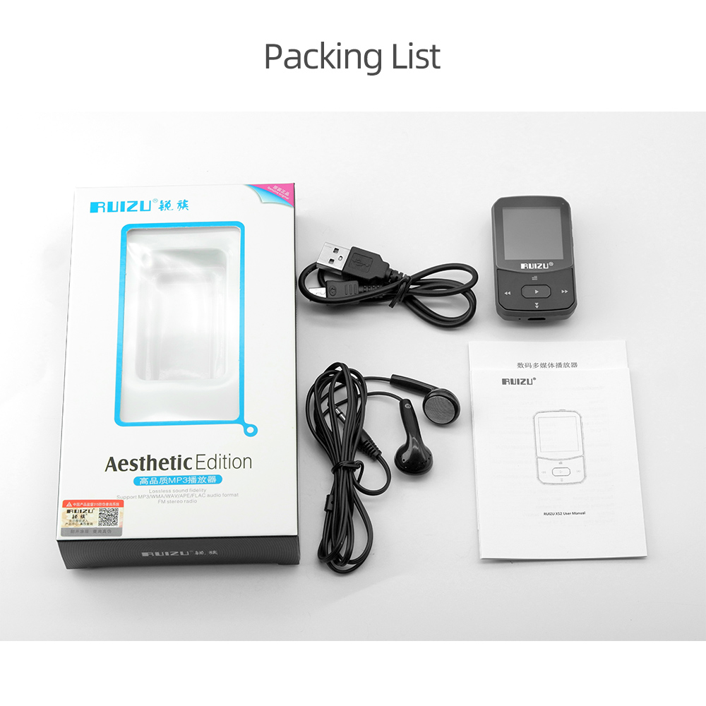 Uareliffe RUIZU X52 Clip MP3 Player Bluetooth5.0 Mini Music Player With ...