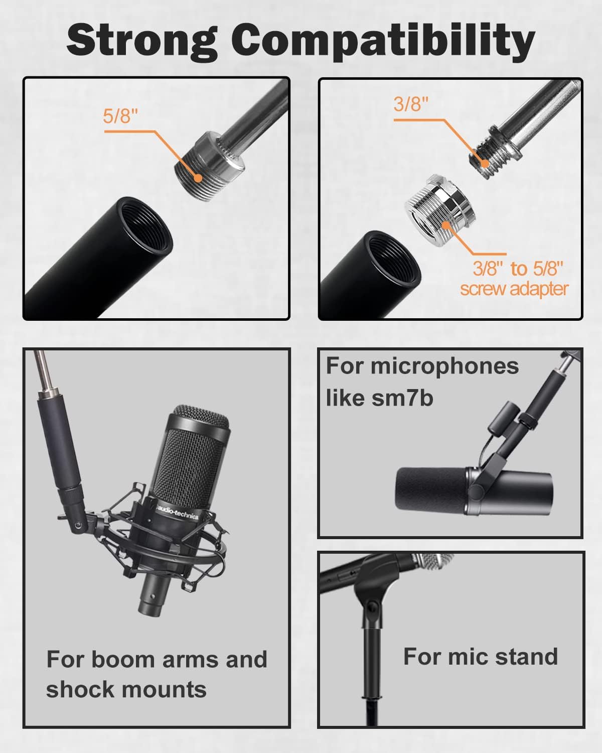 Mic Stand Extension Tube, Microphone Extension Pipe Microphone Stand ...