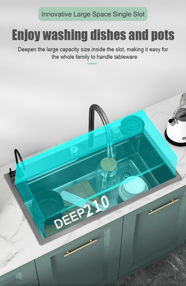 Guga kitchen sink SUS304 stainless steel sink 3.0MM with waterfall pull ...