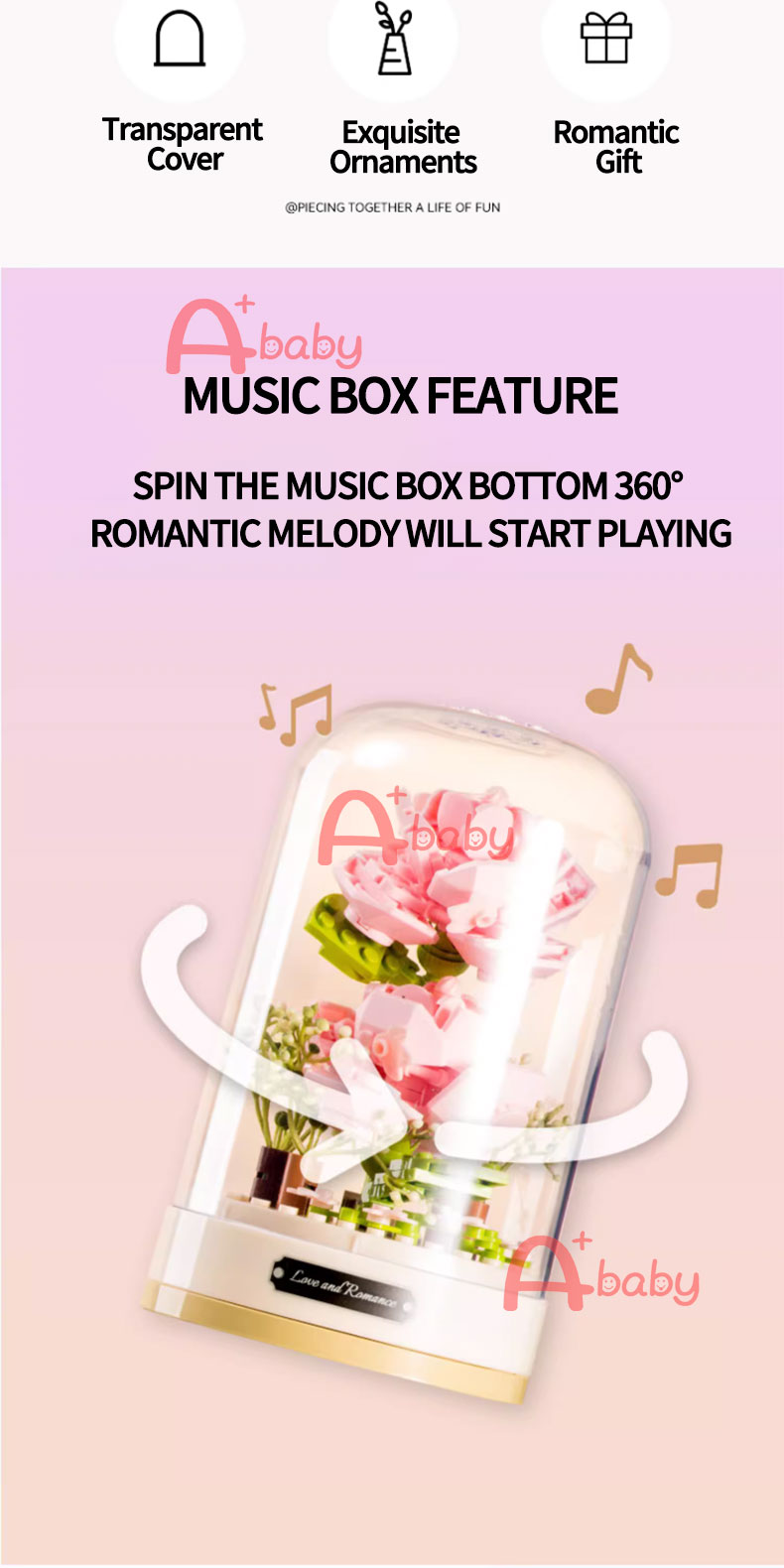 Jaki Block Eternal Flower Music Box Bouquet Flowers Gift Bunga | Shopee ...