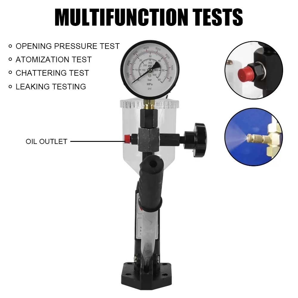 60Mpa Nozzle Pop-Pressure Fuel Injector Calibrator Dual Scale Gauge ...