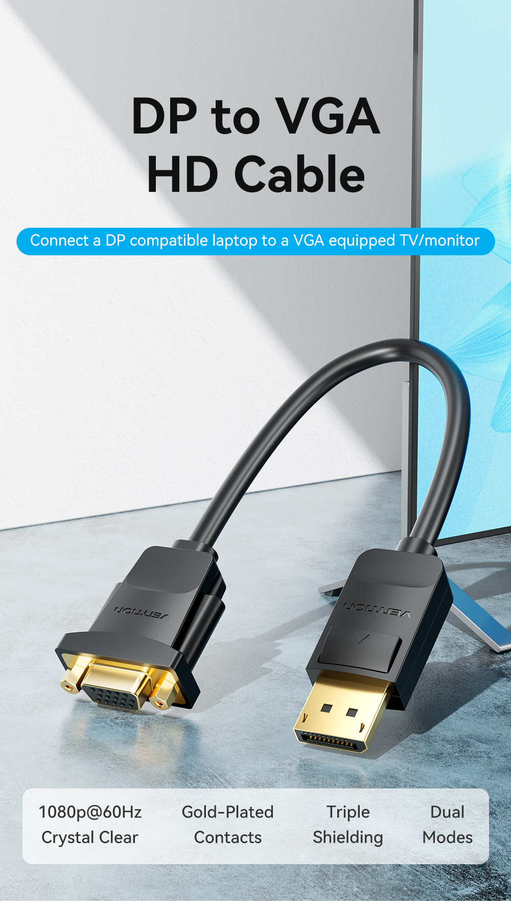 VENTION DP to VGA HD Cable HBS DP to VGA corporate to corporate Crystal ...