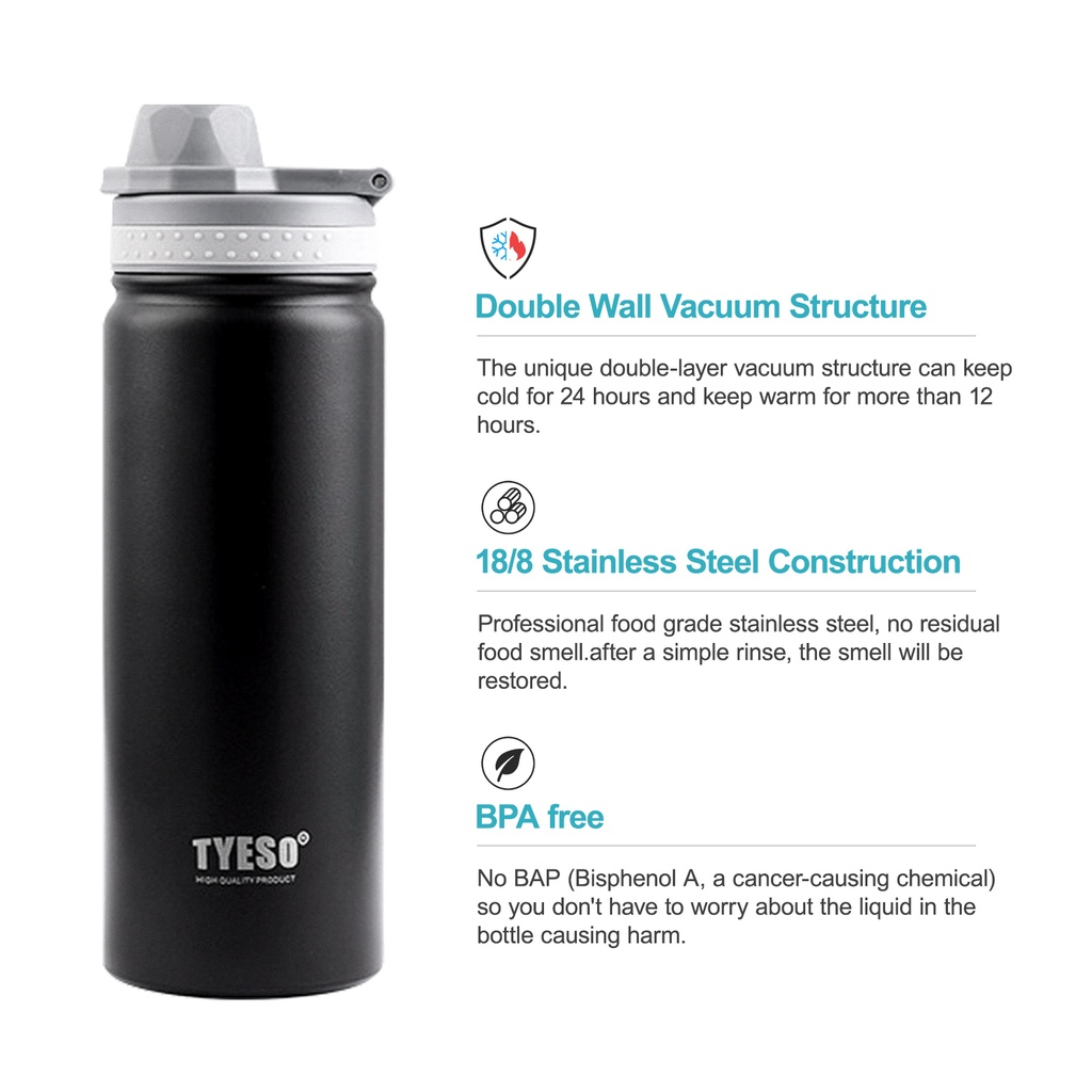 Original Tyeso Vacuum Flask Insulated Tumbler Hot And Cold Thermoflask Stainless Steel Water ...