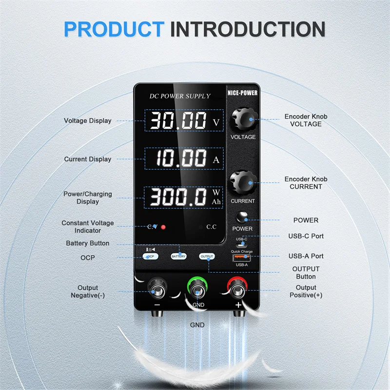 NICE-POWER Fast Charging Adjustable DC Power Supply With USB Type-C ...