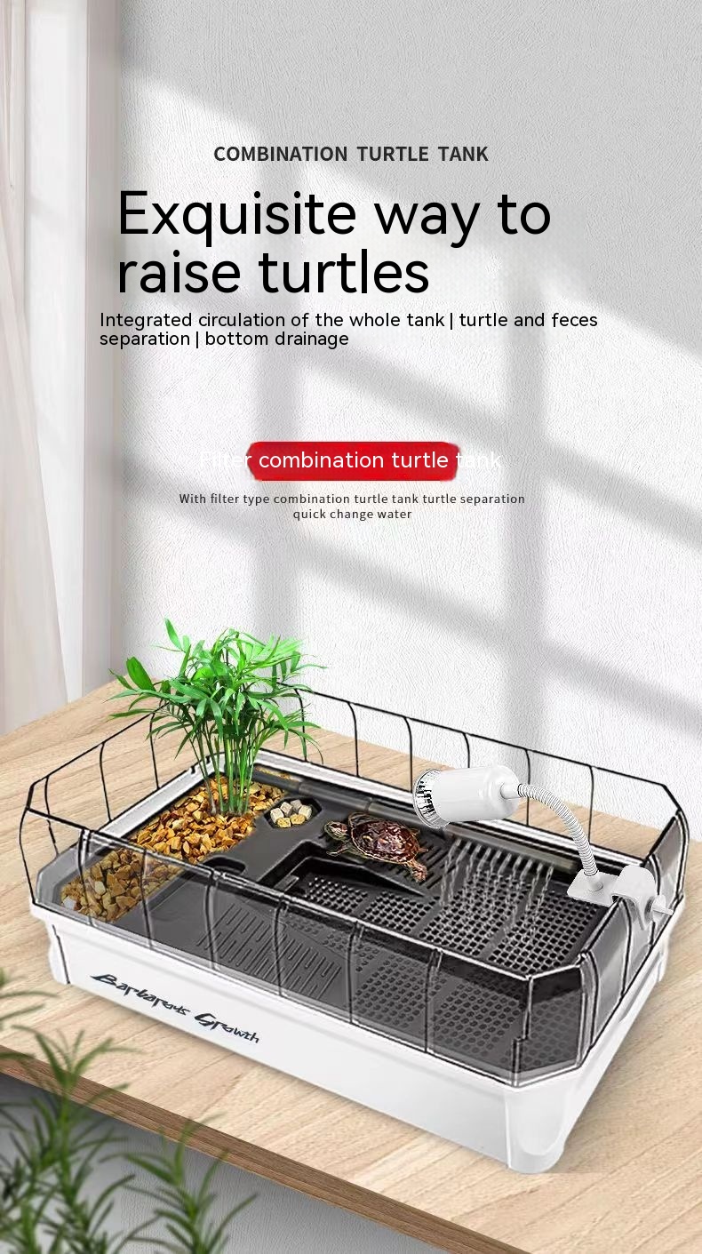 Combination Turtle Tank Household Turtle Tank with Drying Table Turtle Breeding Box Ecological ...
