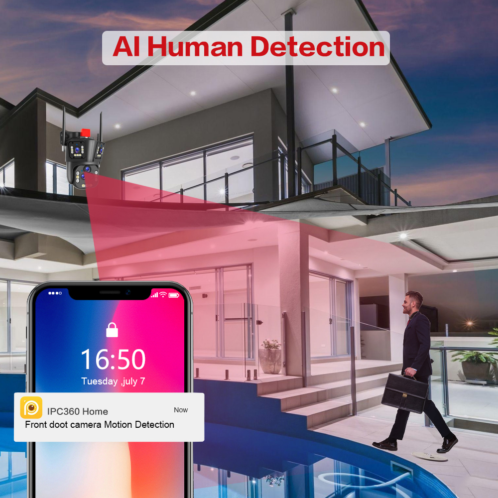 LLSEE five lens CCTV wireless outdoor waterproof 20MP 10K cctv wifi camera monitoring 360 20X ...