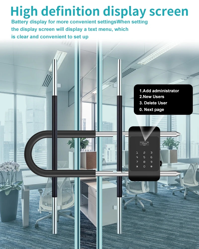 Electronic Smart Fingerprint Lock U-shaped Password IC Card Lock Glass ...