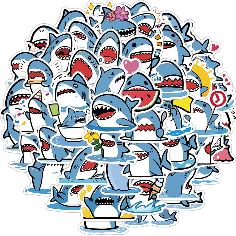 [Large Stickers]50PCS Kawaii Cute Shark Stickers for Laptop ...