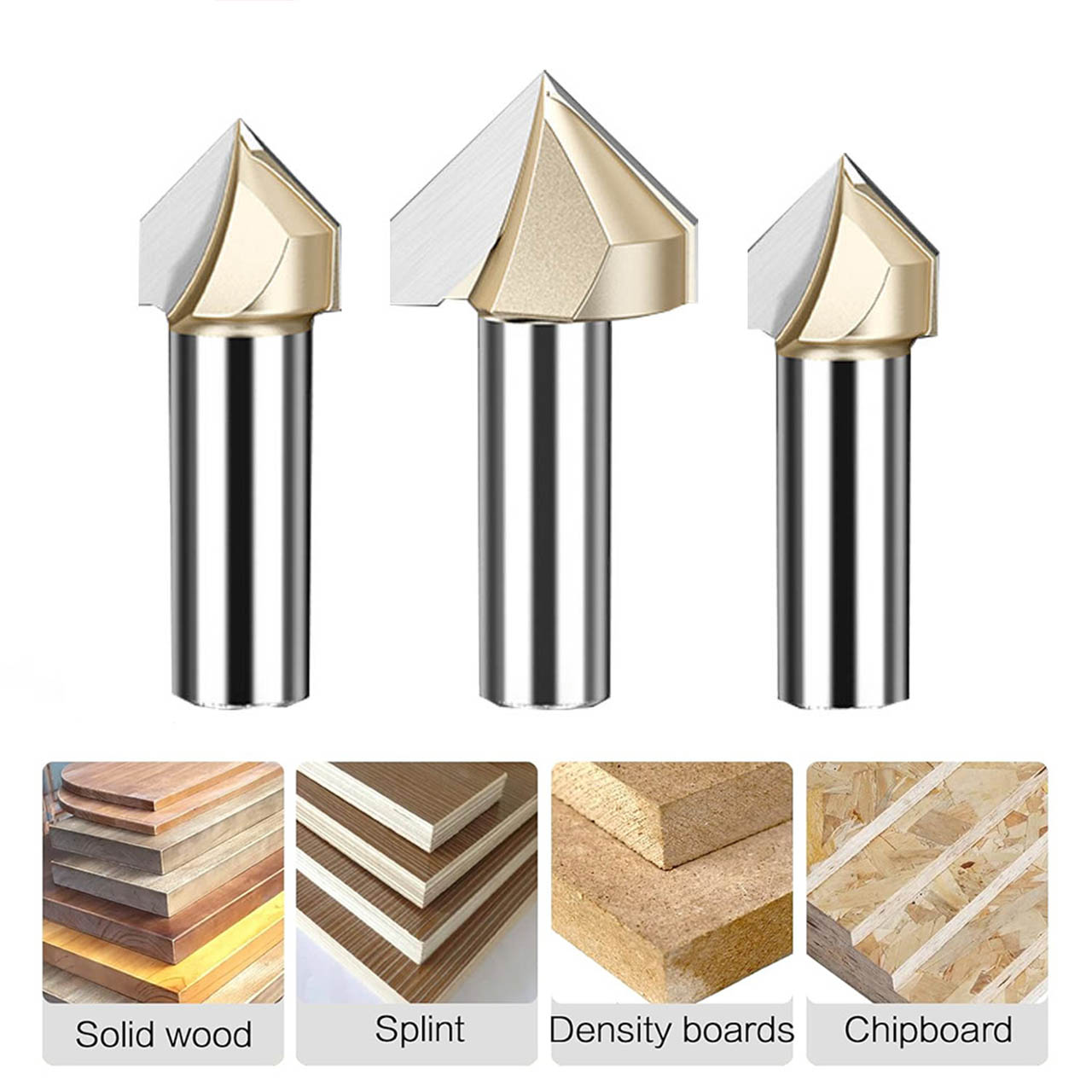 Tideway V-type Woodworking Milling Cutter Carbide CNC Router Bit V ...