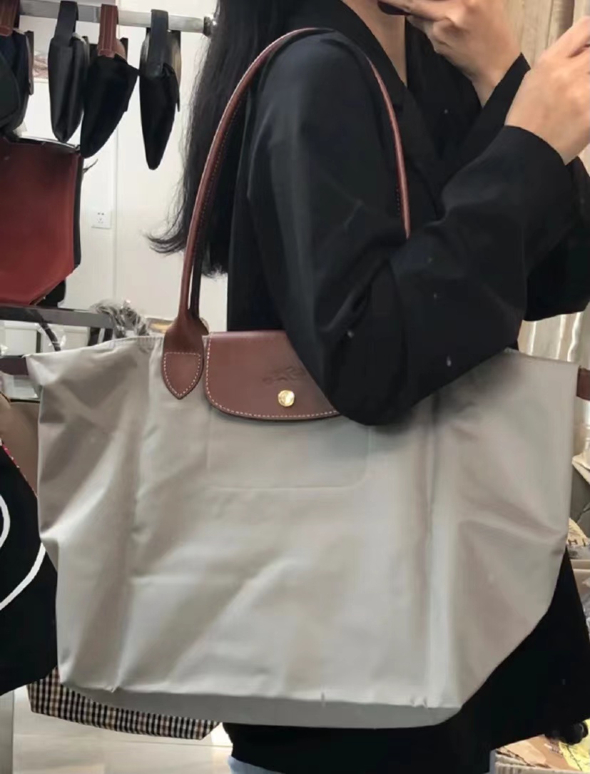 Long long handle LePliagelarge folding nylon bag shoulder | Shopee ...